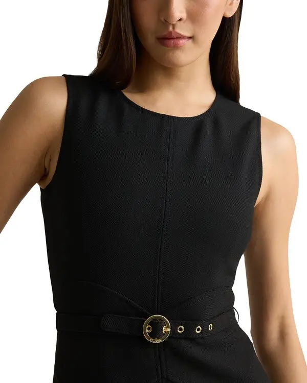 St. John Belted Sleeveless Sheath Dress