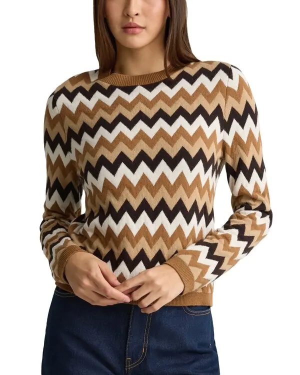 St. John Chevron Stripe Long Sleeve Sweater