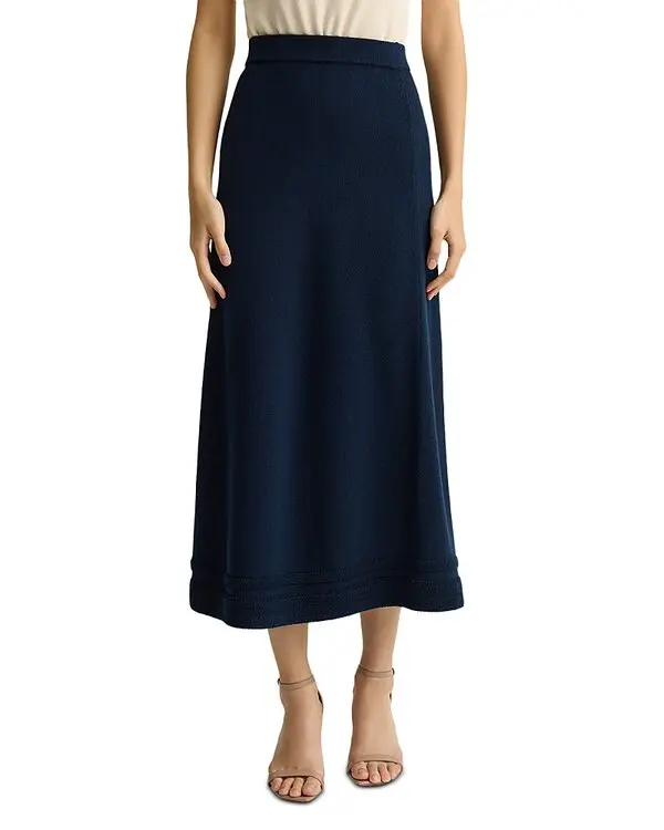 St. John Wool Blend Knit Midi Skirt
