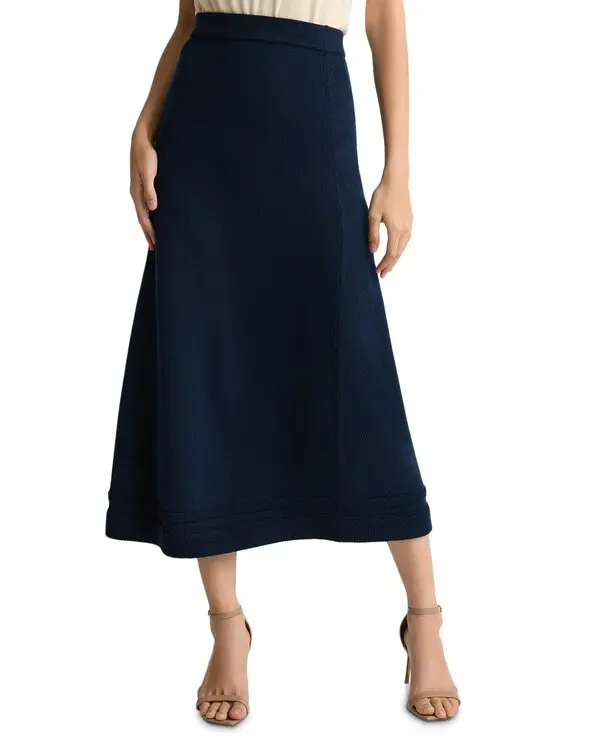 St. John Wool Blend Knit Midi Skirt