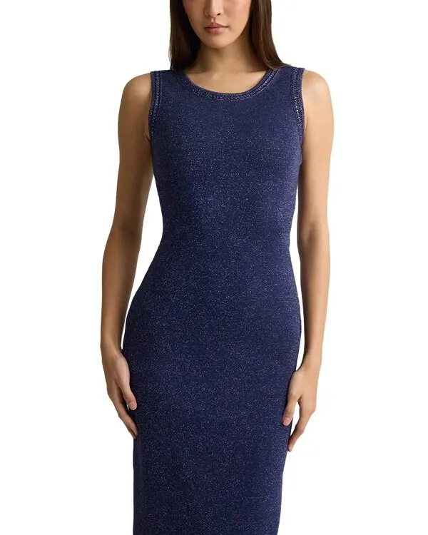 St. John Metallic Threaded Sleeveless Column Gown