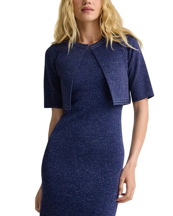 St. John Metallic Threaded Sleeveless Column Gown
