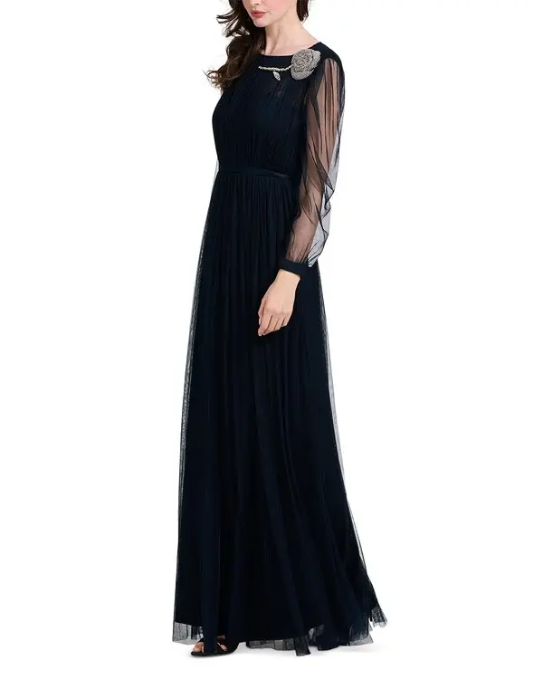 EMILY SHALANT Crystal Embellished Tulle Gown