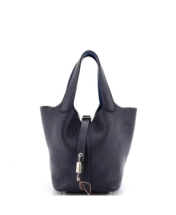 Hermès Pm Eclat Picotin Lock Bag Clemence - Navy Blue