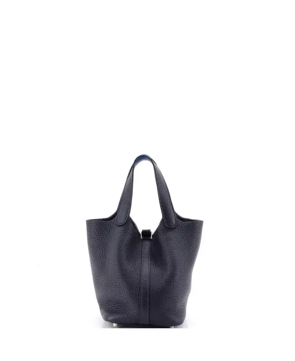 Hermès Pm Eclat Picotin Lock Bag Clemence - Navy Blue