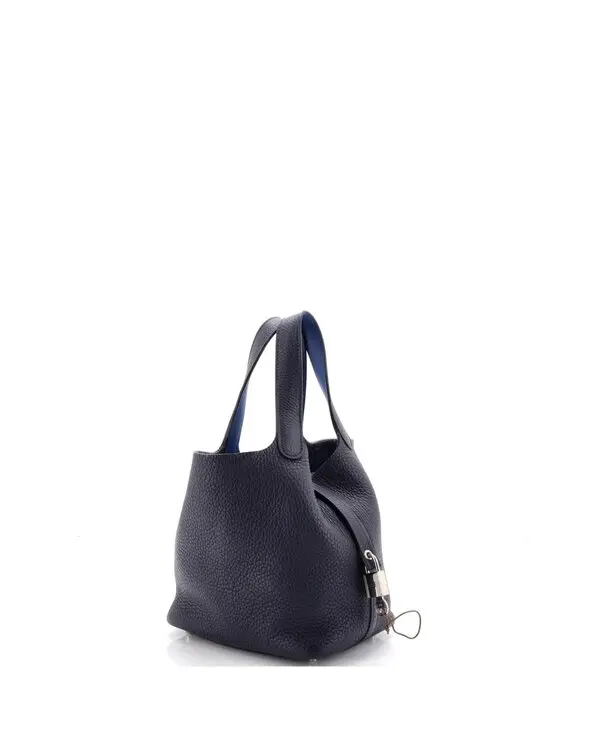 Hermès Pm Eclat Picotin Lock Bag Clemence - Navy Blue