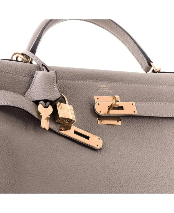 Hermès Kelly 28 Handbag Grey Togo With Gold Hardware