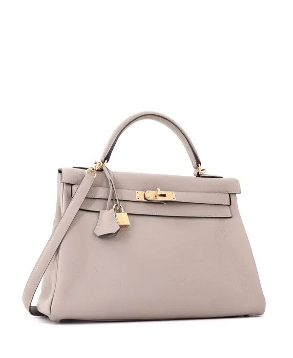 Hermès Kelly 28 Handbag Grey Togo With Gold Hardware