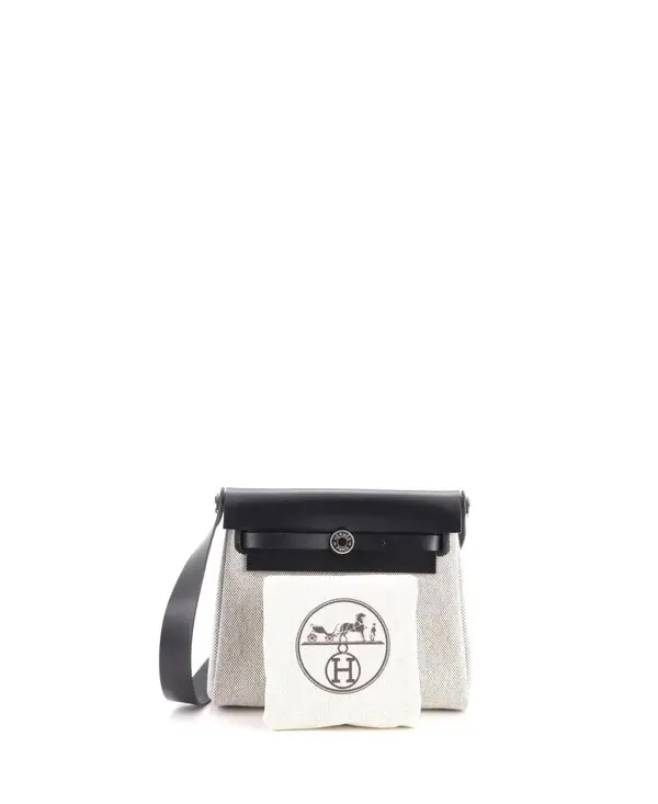 Hermès 20 Herbag Zip Toile And Leather - Black