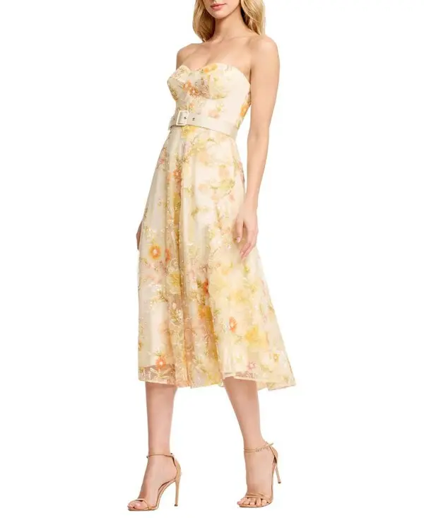 Dress The Population Mabel Sweetheart Bustier Belted Tea Dress