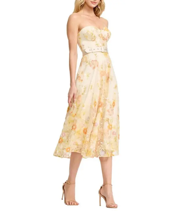Dress The Population Mabel Sweetheart Bustier Belted Tea Dress
