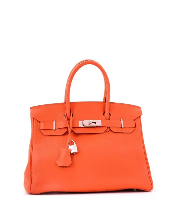 Hermès Birkin 30 Handbag Orange Togo With Palladium Hardware