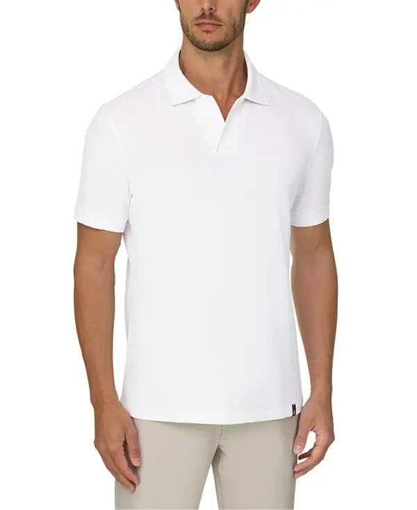 Boggi Milano Stretch Cotton Blend Pique Cool Jade-fresh Polo - White