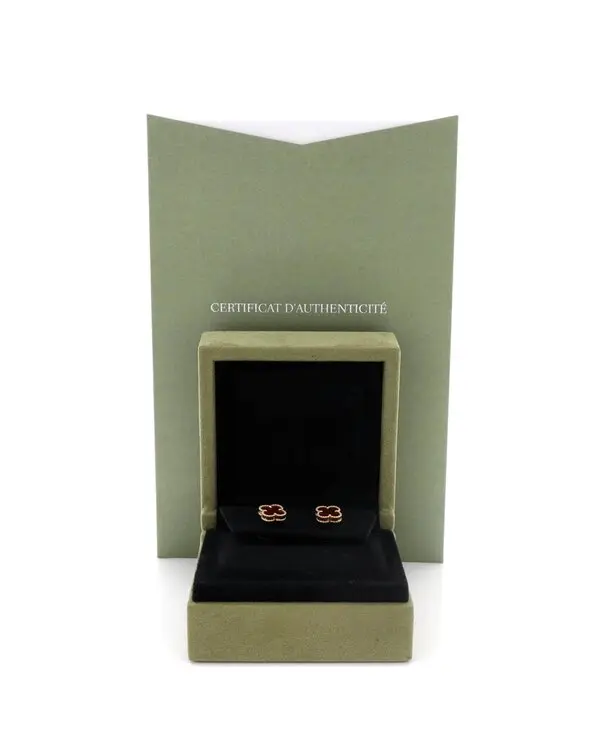 VAN CLEEF & ARPELS Sweet Alhambra Stud Earrings 18k Rose Gold And Carnelian