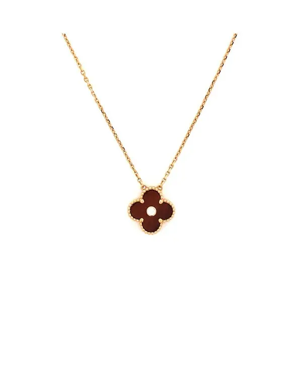 VAN CLEEF & ARPELS Vintage Alhambra Pendant Necklace 18k Rose Gold And Bull's Eye With Diamond, 16.25 - Pink