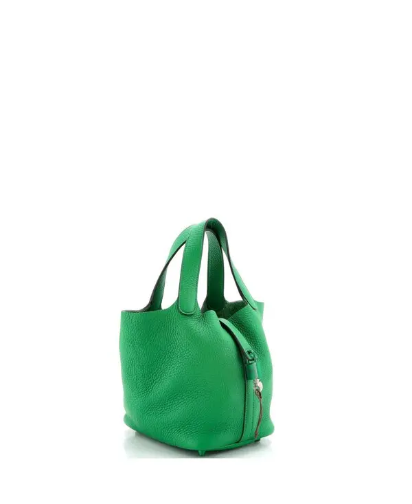 Hermès Pm Monochrome Picotin Lock Bag Clemence - Green