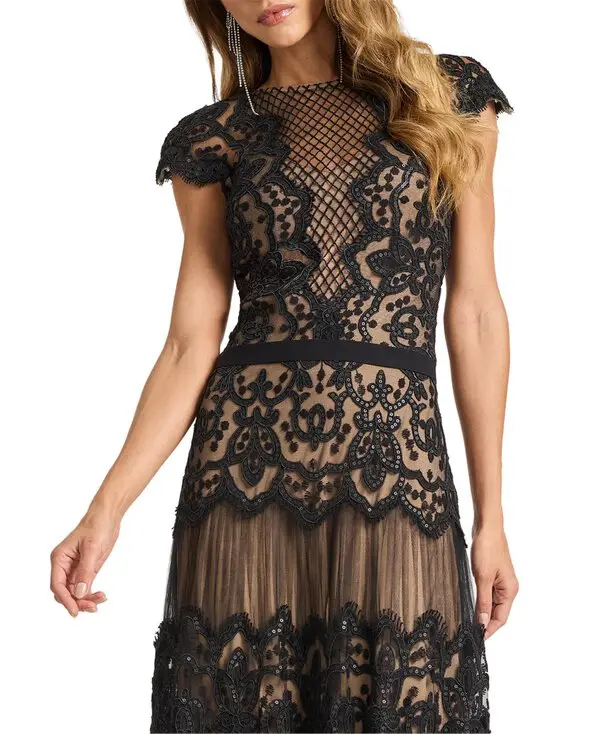 Tadashi Shoji Elzy Sequin Embroidered Tea-length Dress
