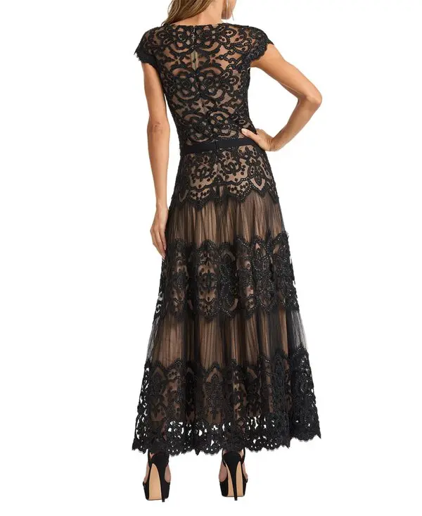 Tadashi Shoji Elzy Sequin Embroidered Tea-length Dress