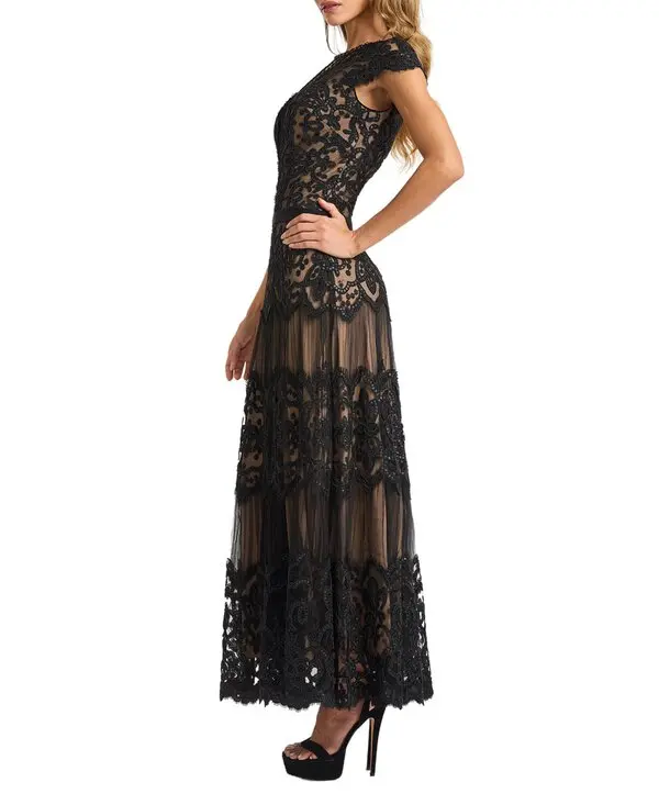 Tadashi Shoji Elzy Sequin Embroidered Tea-length Dress