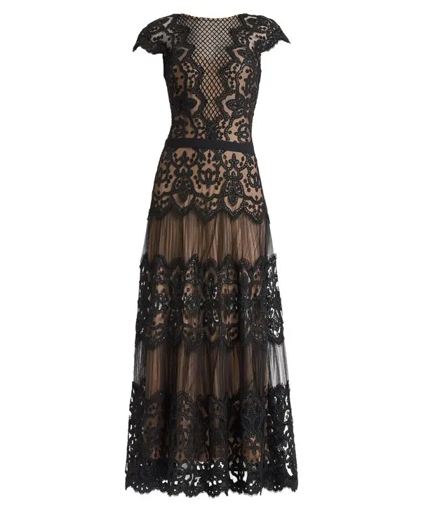 Tadashi Shoji Elzy Sequin Embroidered Tea-length Dress