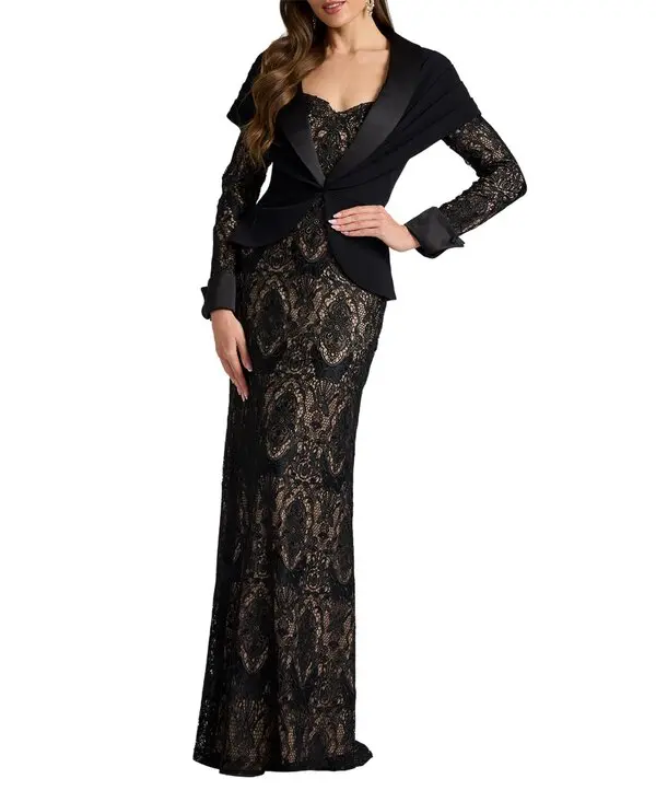 Tadashi Shoji Carlotta Lace Two-piece Illusion Gown