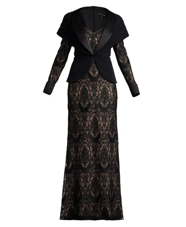Tadashi Shoji Carlotta Lace Two-piece Illusion Gown