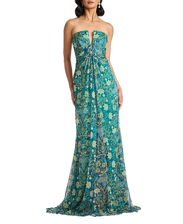 Tadashi Shoji Verica Floral Print Chiffon Gown