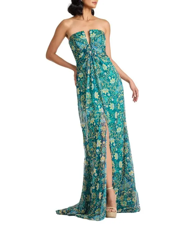 Tadashi Shoji Verica Floral Print Chiffon Gown