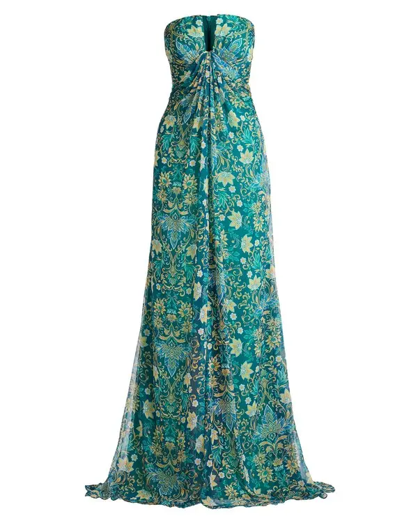Tadashi Shoji Verica Floral Print Chiffon Gown