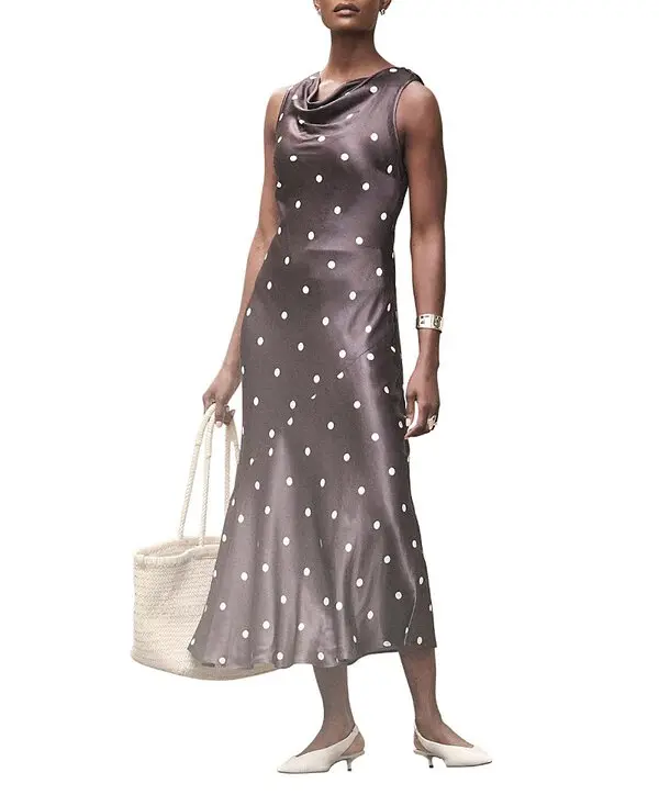 Mint Velvet Satin Polkadot Midi Dress