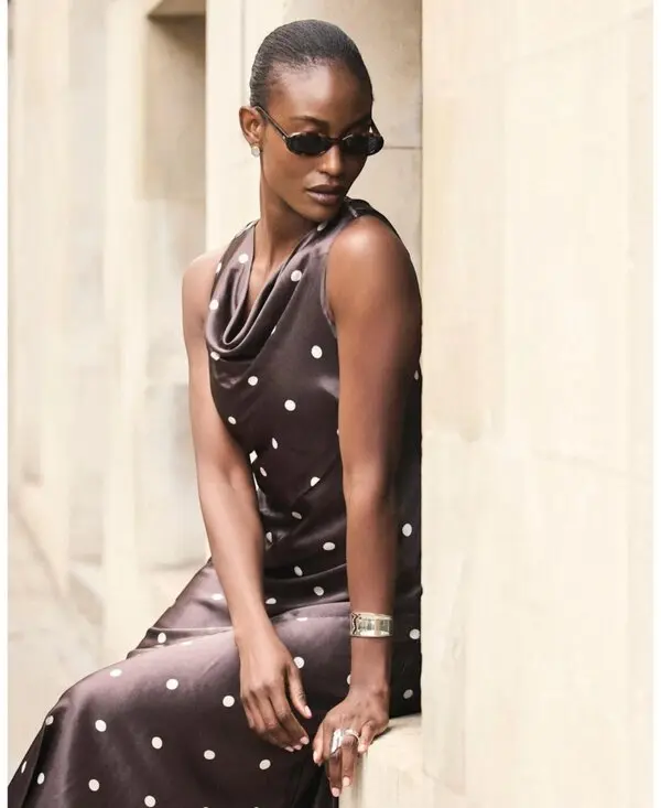 Mint Velvet Satin Polkadot Midi Dress