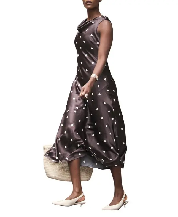 Mint Velvet Satin Polkadot Midi Dress