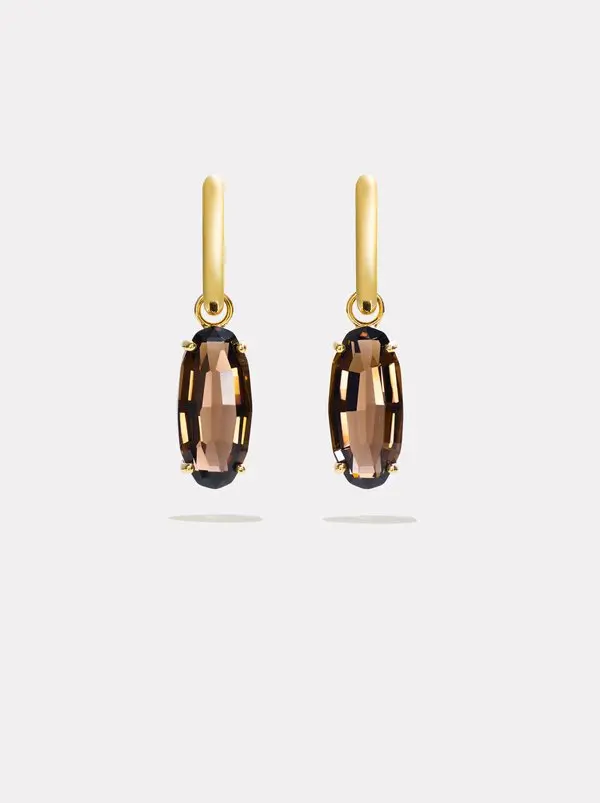 BY PARIAH Ellipse Step Hoops | Smokey Quartz