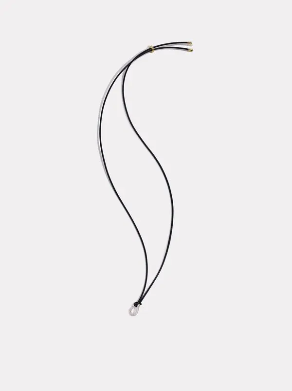 BY PARIAH Fortuna Leather Necklace | White Diamond - Black