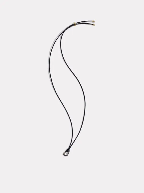 BY PARIAH Fortuna Leather Necklace | Diamond & Rhodium