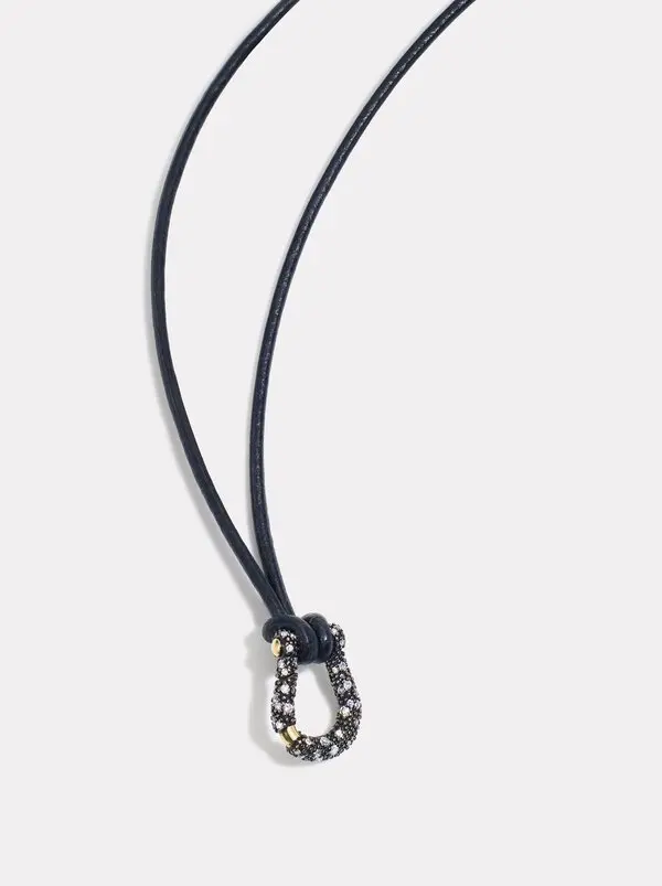 BY PARIAH Fortuna Leather Necklace | Diamond & Rhodium