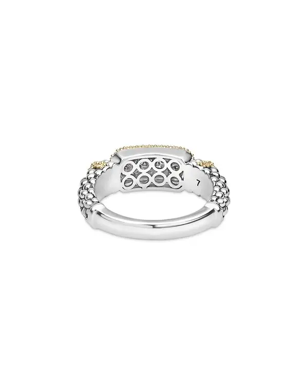 Lagos 18k Yellow Gold & Sterling Caviar Lux Diamond Clip Ring, 0.2 Tcw