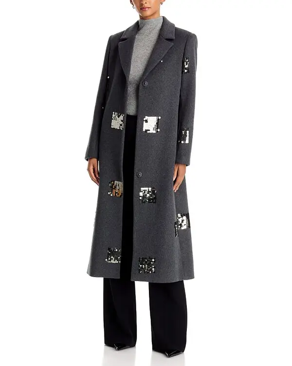 MILLY Wanda Sequin Embellished Coat