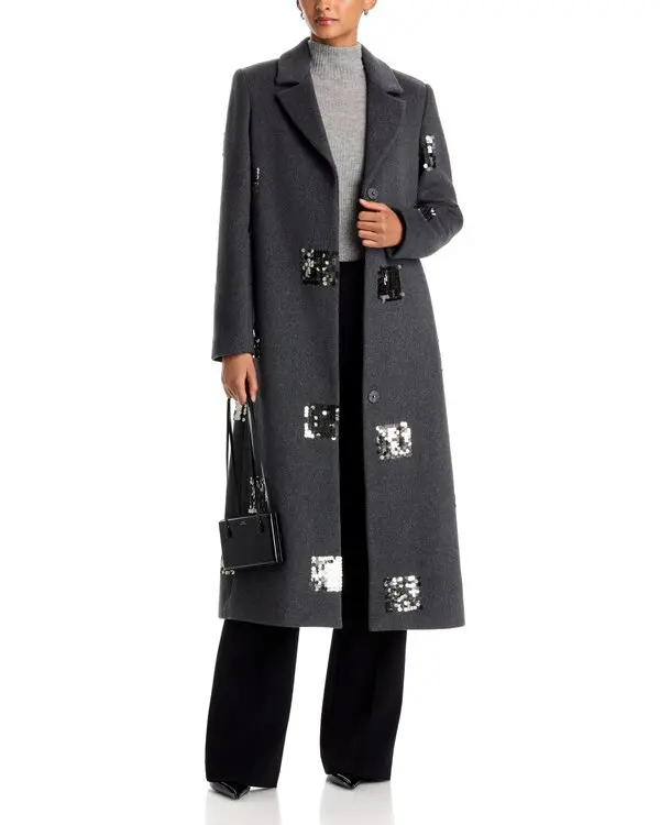 MILLY Wanda Sequin Embellished Coat