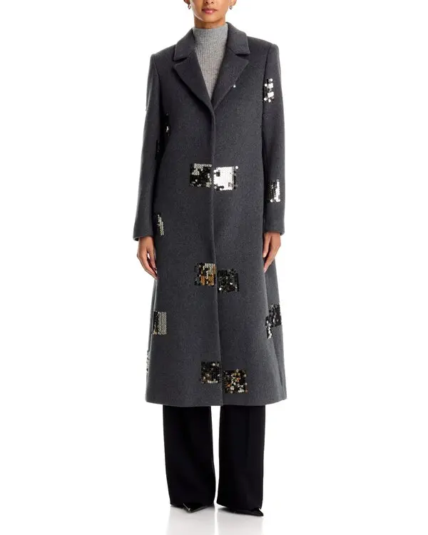 MILLY Wanda Sequin Embellished Coat