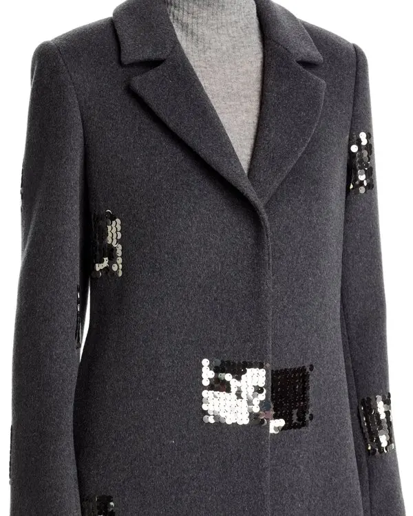 MILLY Wanda Sequin Embellished Coat
