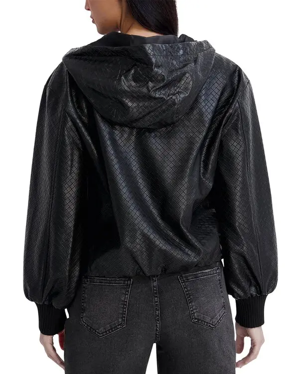 KENNETH COLE Hooded Faux Leather Blouson Jacket