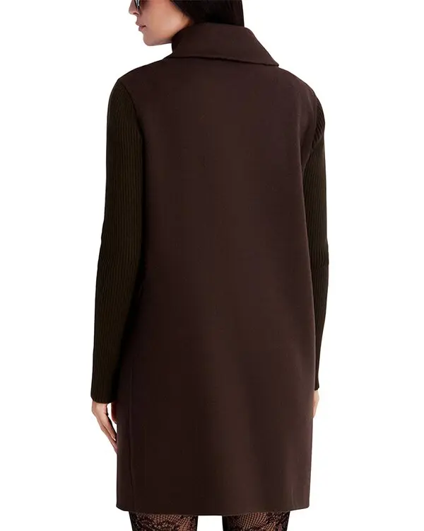 KENNETH COLE Envelope Collar Double Face Coat - Chocolate