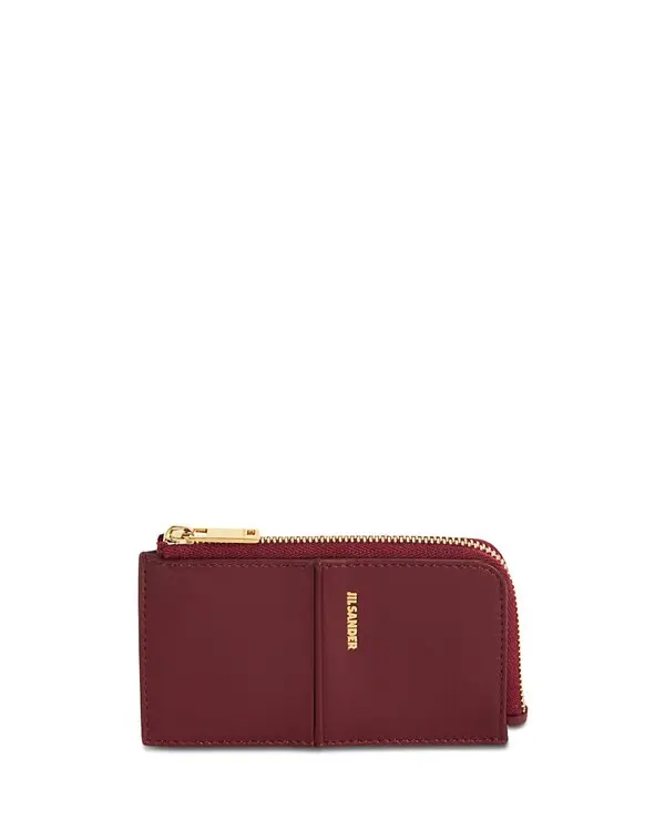 JIL SANDER Envelope East/west Leather Zip Wallet - Cherry