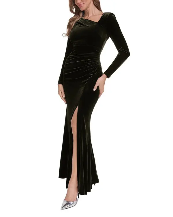 Eliza J Asymmetric Velvet Gown