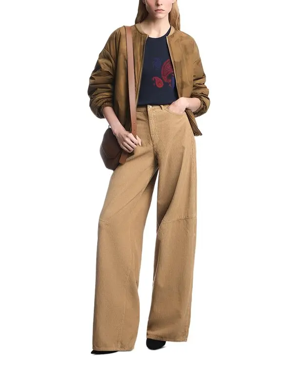 Emporio Armani Cotton Corduroy Wide Leg Pants
