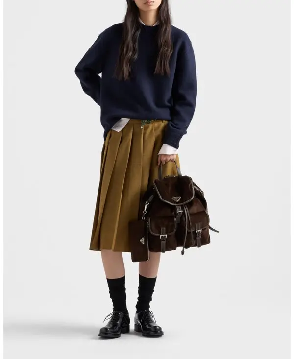 Prada Medium Corduroy And Leather Backpack