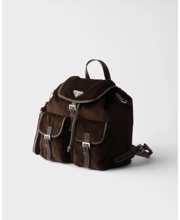 Prada Medium Corduroy And Leather Backpack