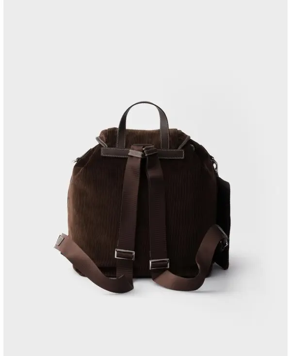 Prada Medium Corduroy And Leather Backpack