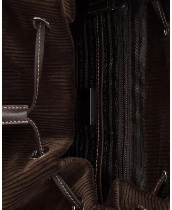 Prada Medium Corduroy And Leather Backpack